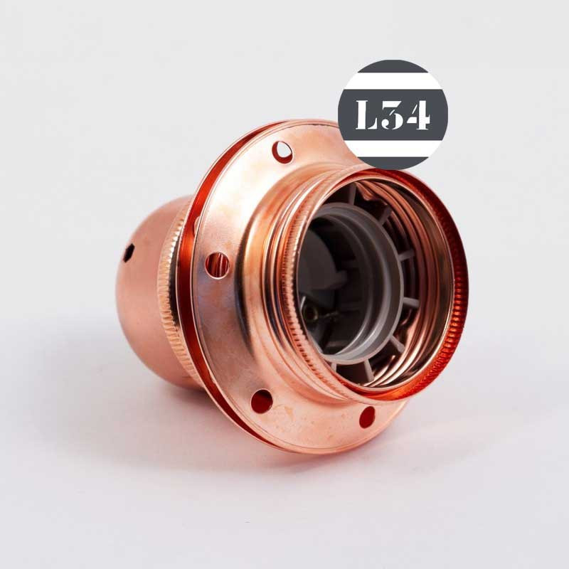 Douille E27 métal cuivre 2 bagues pour luminaire - L34